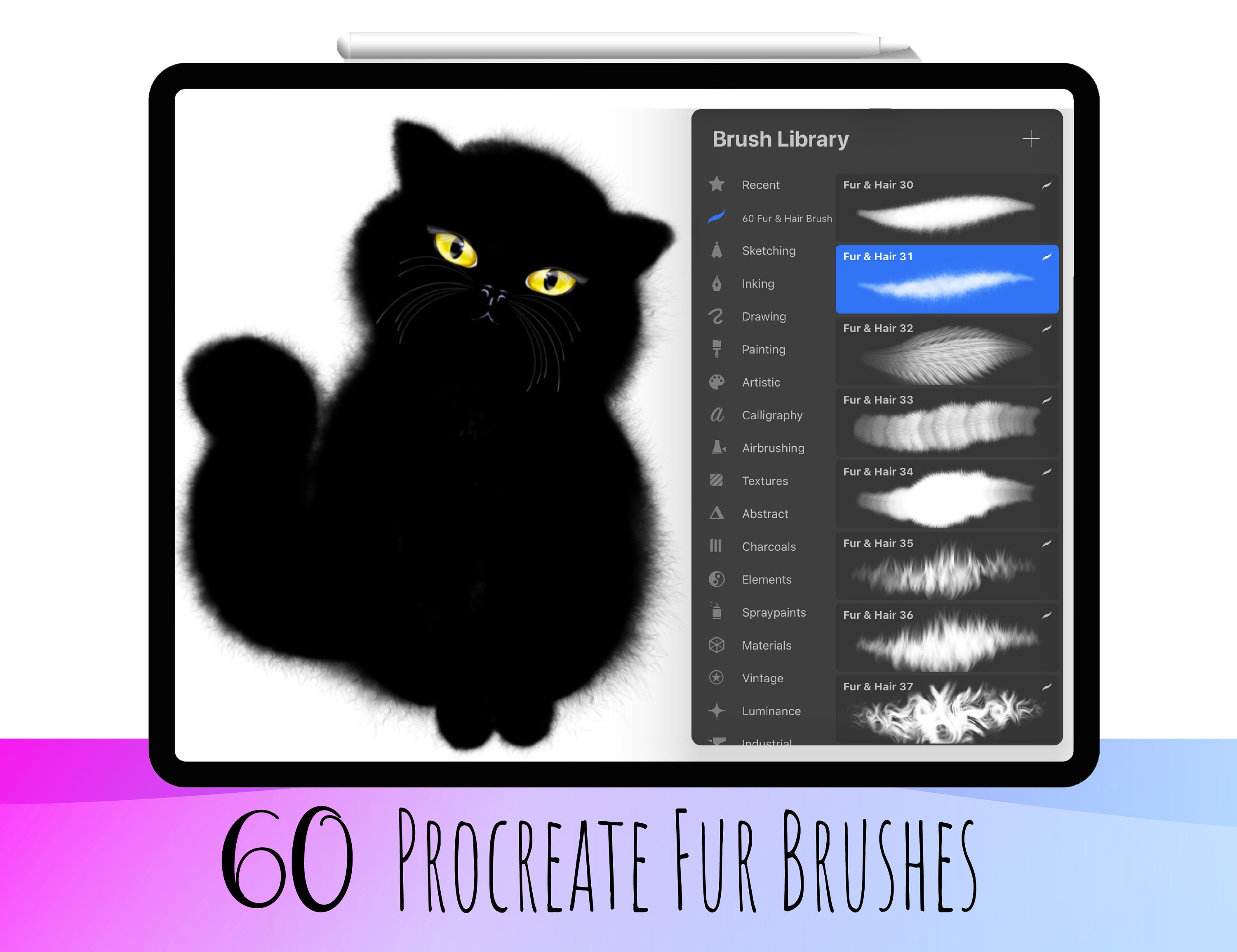 60 Procreate Fur Brushes Fur Brush Set Fur Brushesdigital - Etsy