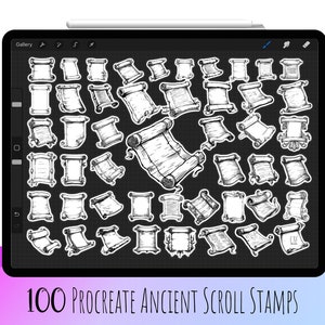 100 Procreate Ancient Scrolls Stamp Brushes, Old Scrolls Stamp Set ...