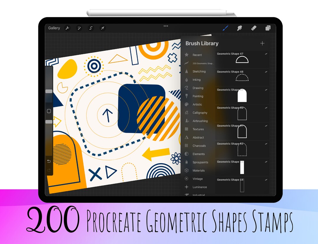 200 Geometric Shape Stamp Brushes Geometric Shape Stamp Set - Etsy