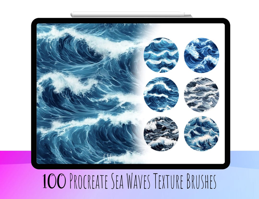 100 Procreate Sea Wave Texture Brush, Procreate Wave Brush, Ocean Texture, Water Texture Brush ...