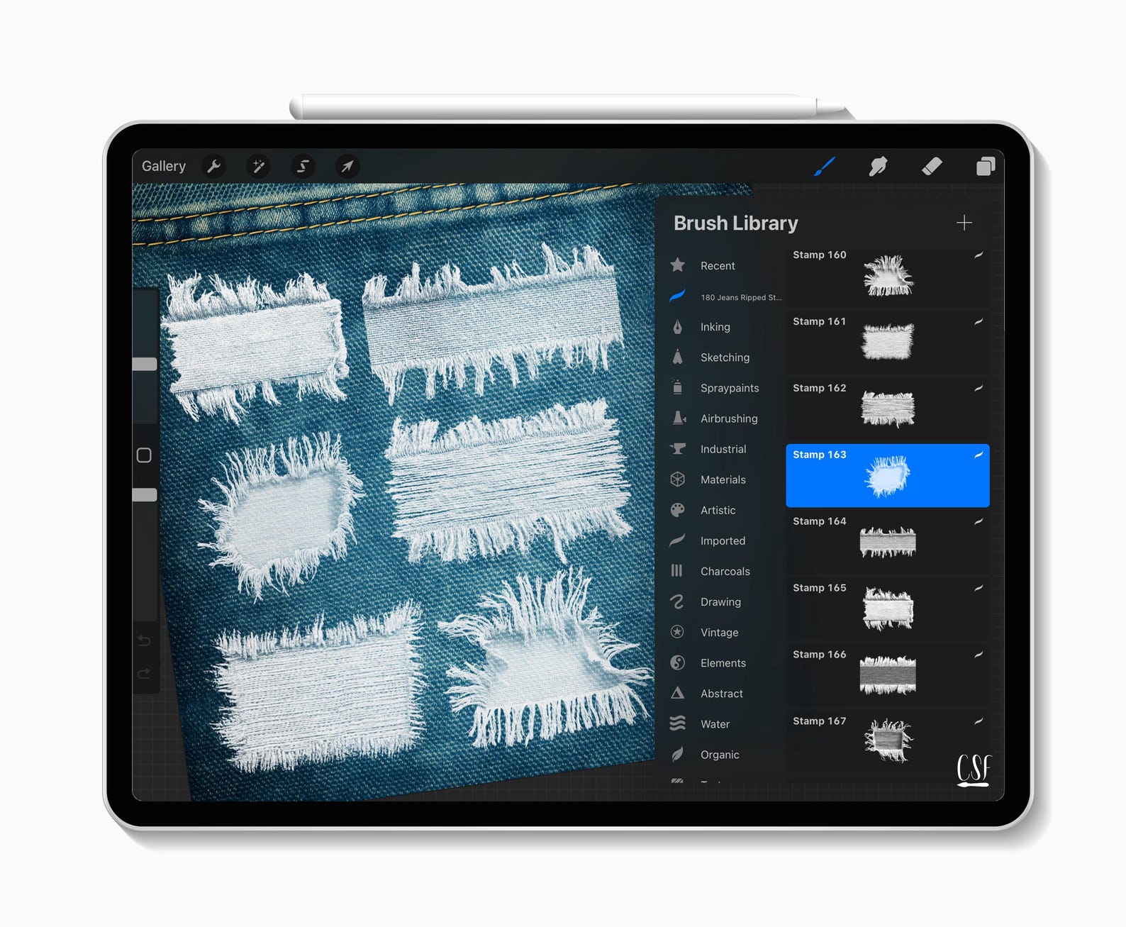 Procreate Ripped Jeans Stamps, Realistic Distressed Denim Fabric and ...