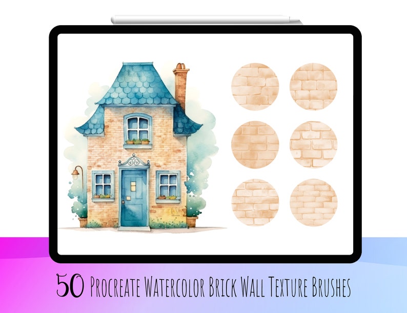 50 Watercolor Brick Wall Procreate Brushes, Brick Texture Procreate ...