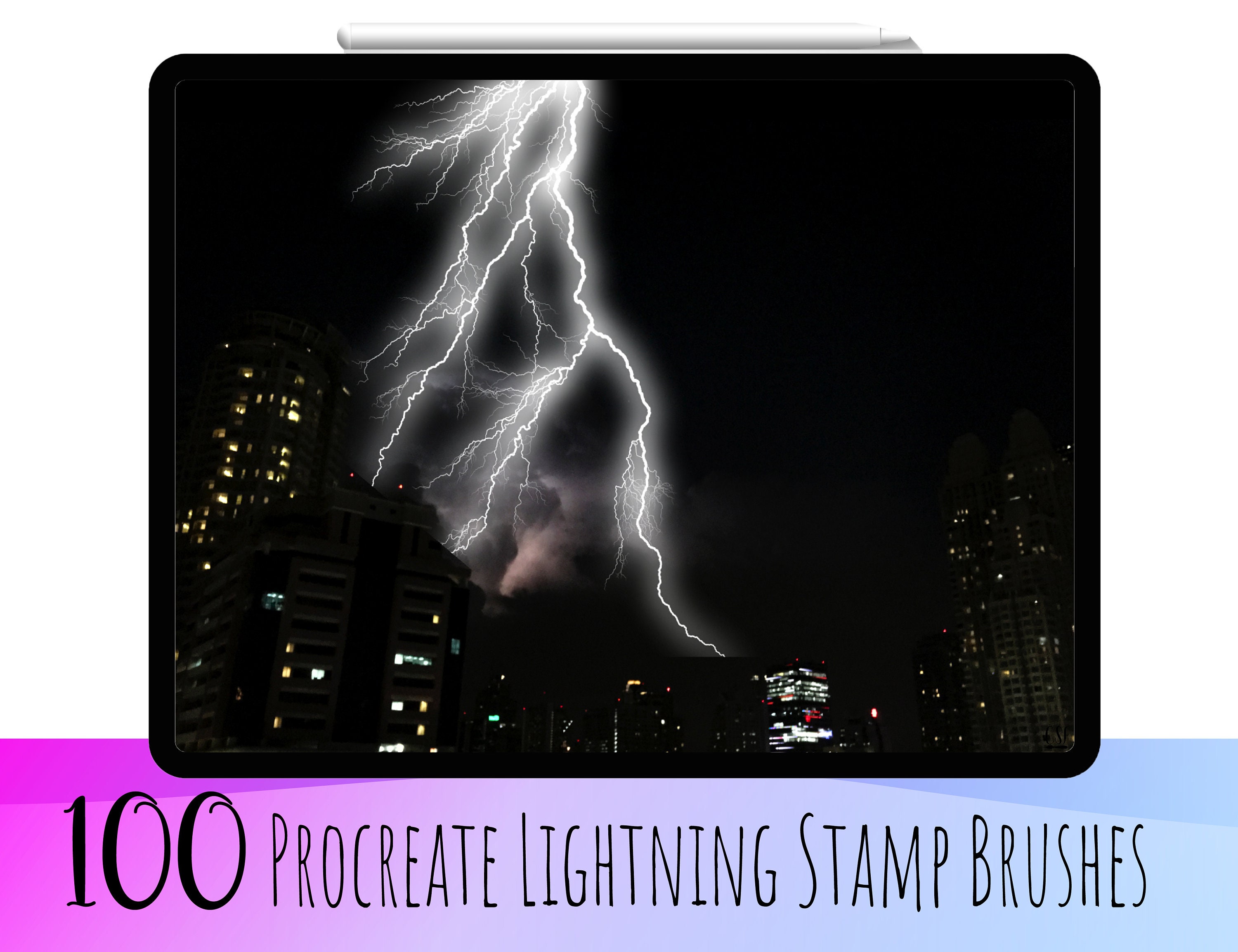 100 Procreate Lightning Stamp Brusheslightning Stamp - Etsy