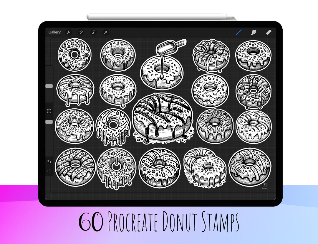 60 Donut Stamp Brushes, Donut Stamp Set, Sweet Stamps, Donut Brushes ...