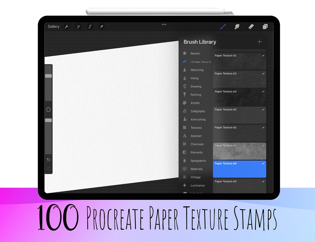 100 Procreate Paper Texture Stamp Brushes, Procreate Paper Canvases ...