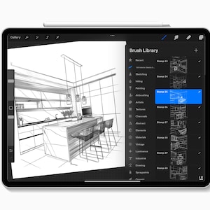130 Procreate Interior Sketch Stamp Brushes, Procreate Room, Procreate ...