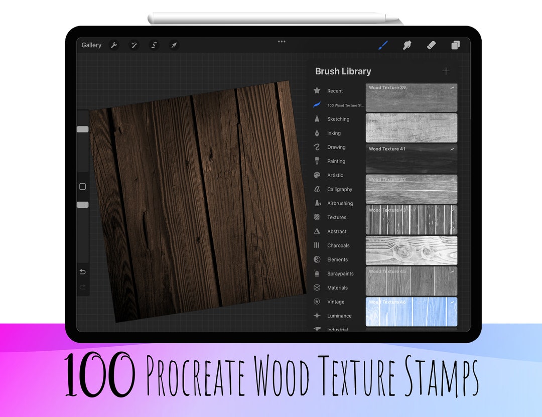 100 Procreate Wood Stamp Brushes, Procreate Parquet, Wood Stamp Set ...