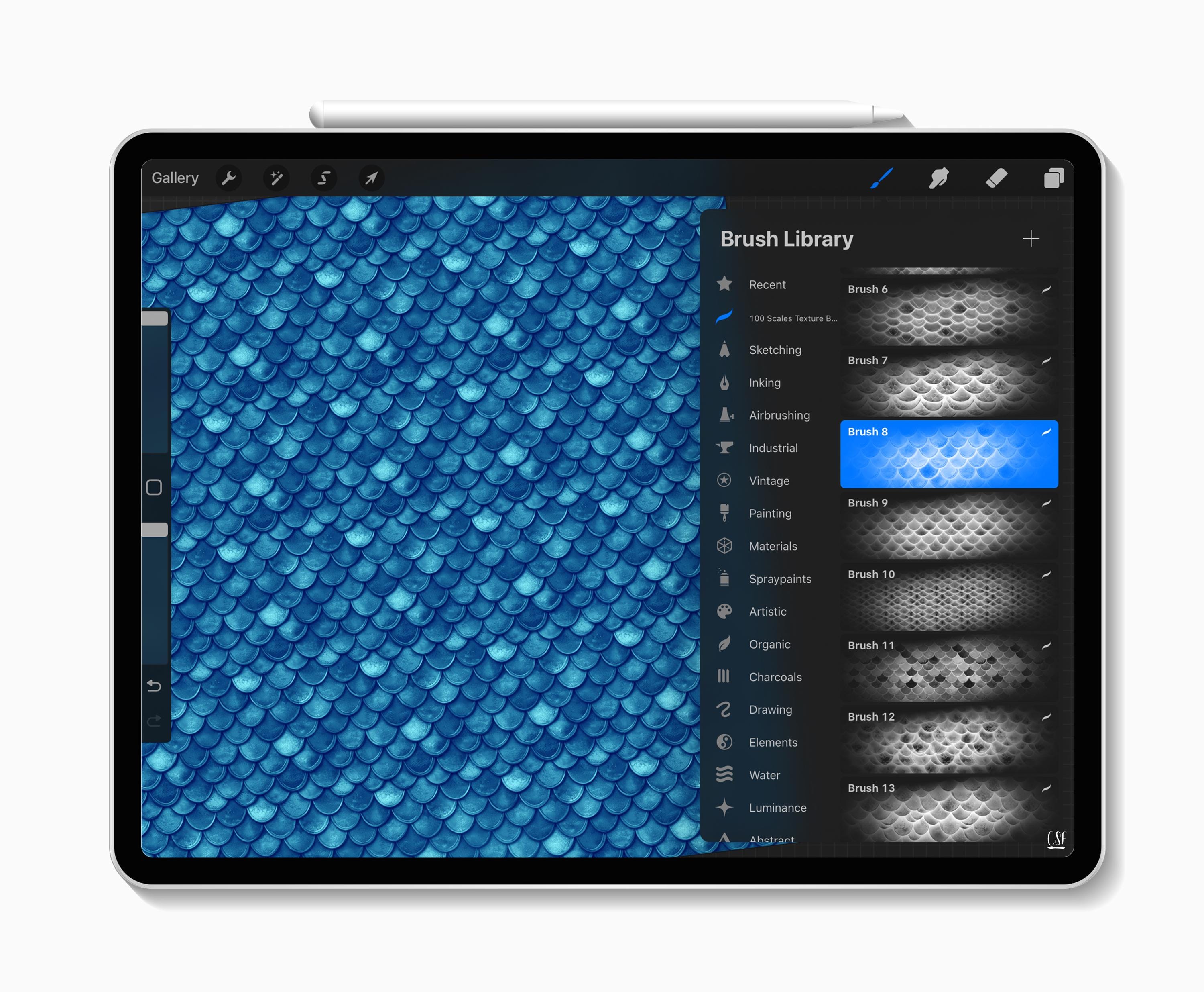 100 Procreate Fish Scale Texture Brushes | Procreate Mermaid Scales ...