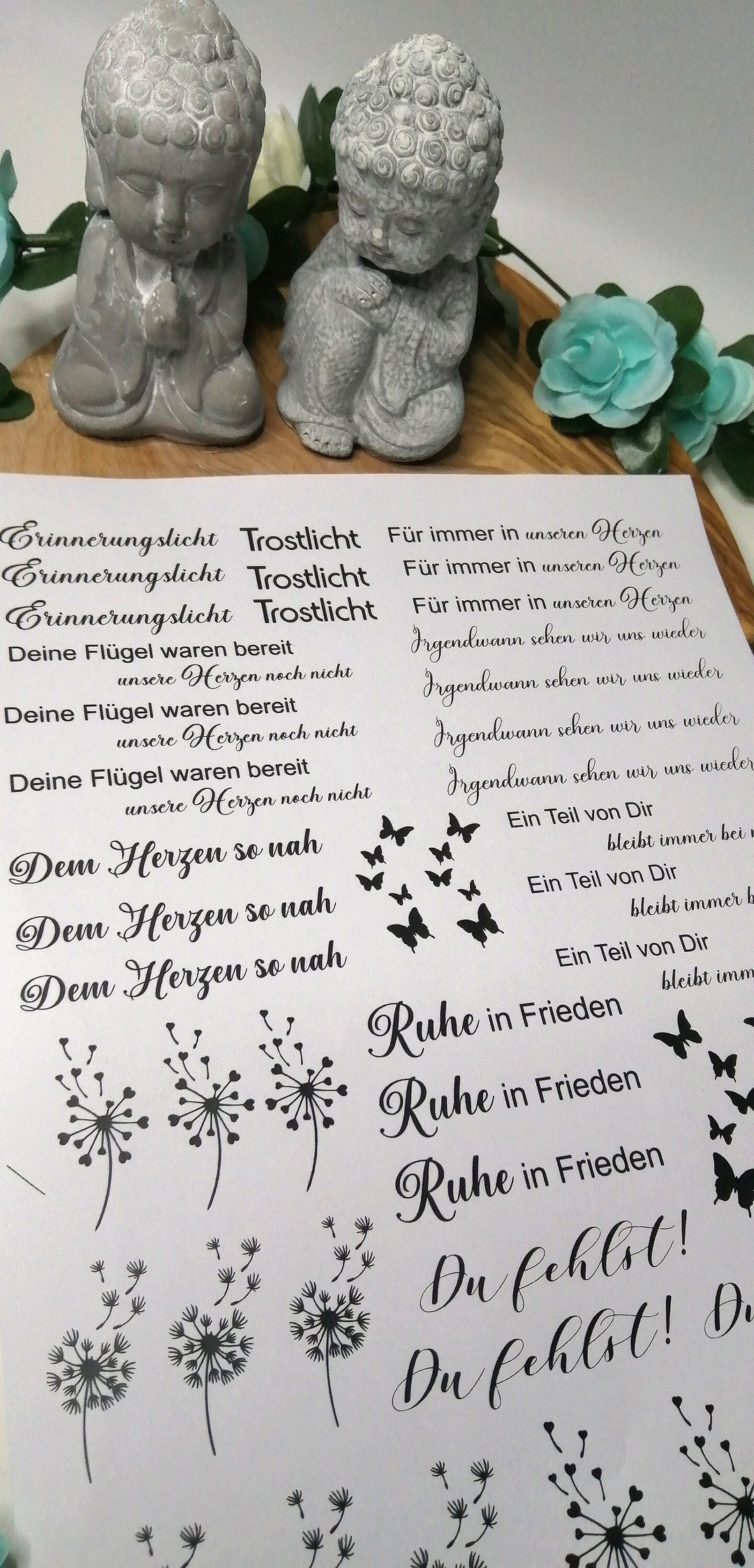 Mourning PDF Template for Candles Water Sliding Film DIY DIN A4 Page ...