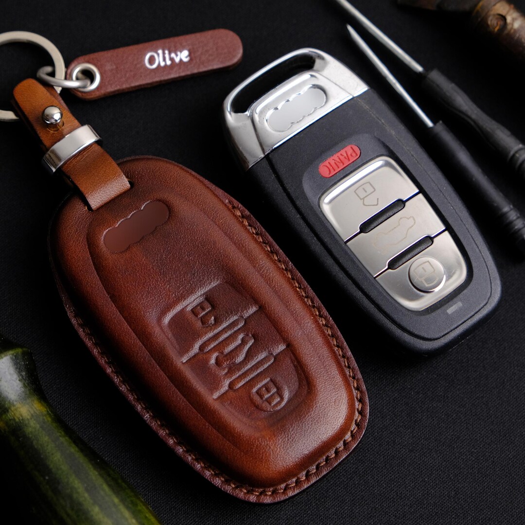 Handcrafted Leather Key Fob Cover for A3 A4 A5 A6 A7 A8, Keychain ...