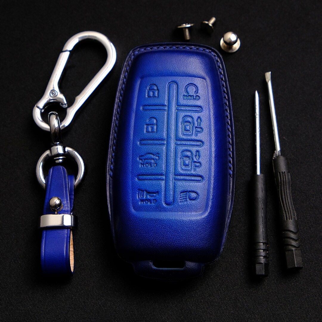 Custom Leather Key Fob Cover for Genesis G70, Personalized Key Case for ...