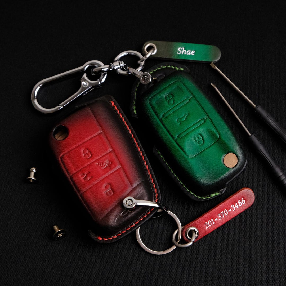 Leather Key Fob Cover for Volkswagen Jetta Passat Atlas, Handcraft ...