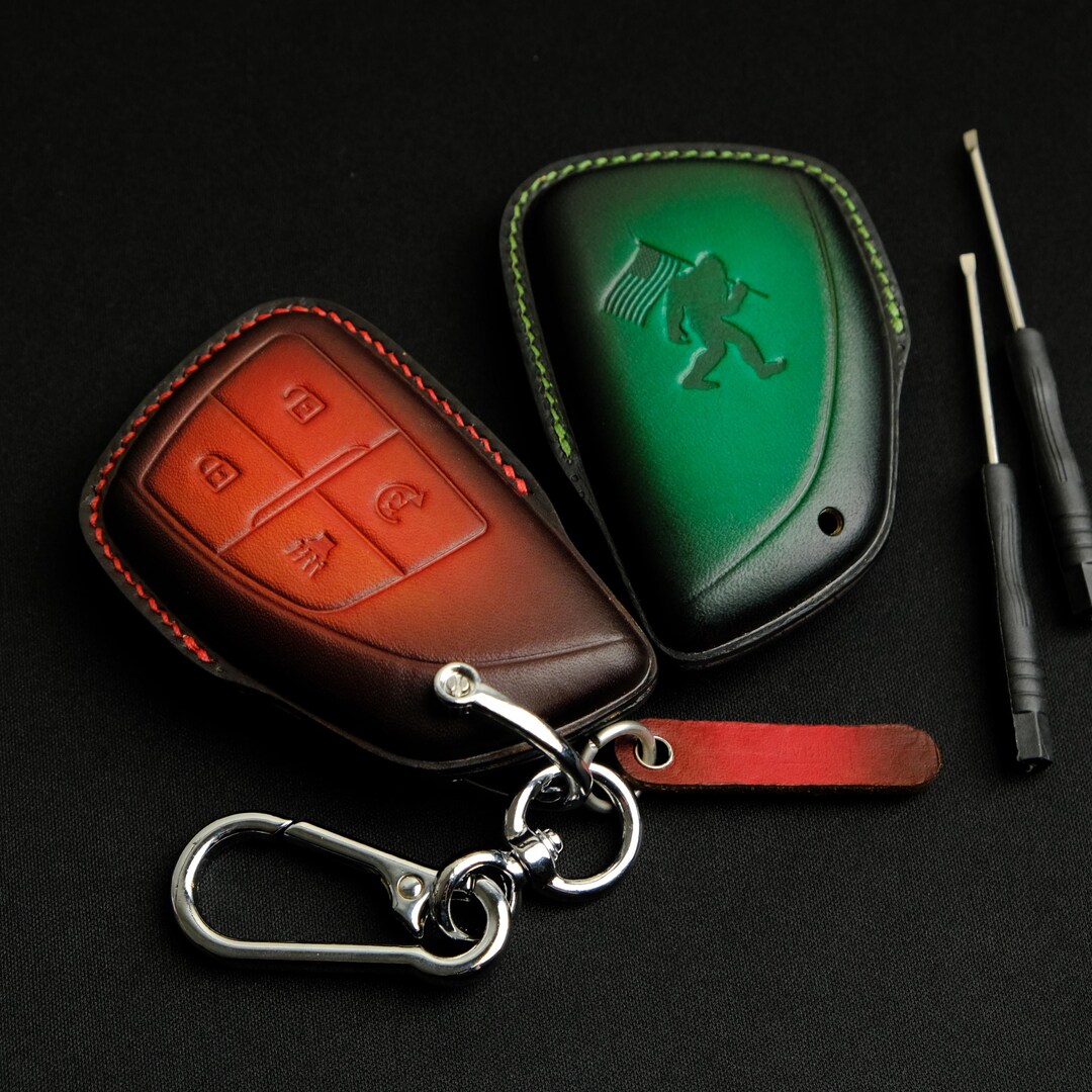 Customized Leather Key Fob Cover for Chevrolet Colorado, Silverado ...