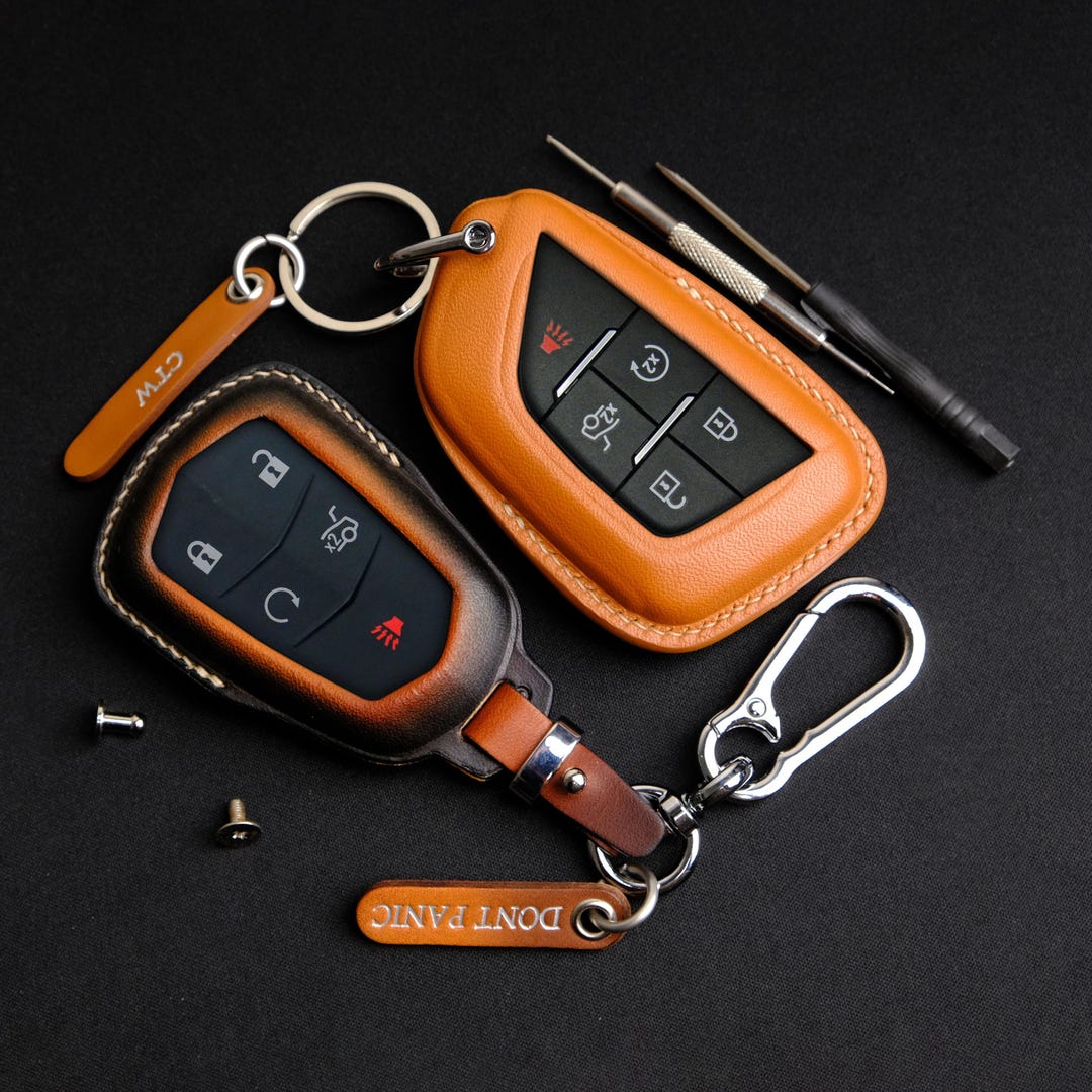 Handmade Leather Key Fob Cover for Cadillac XT6 XT5, Cadillac Key Case ...
