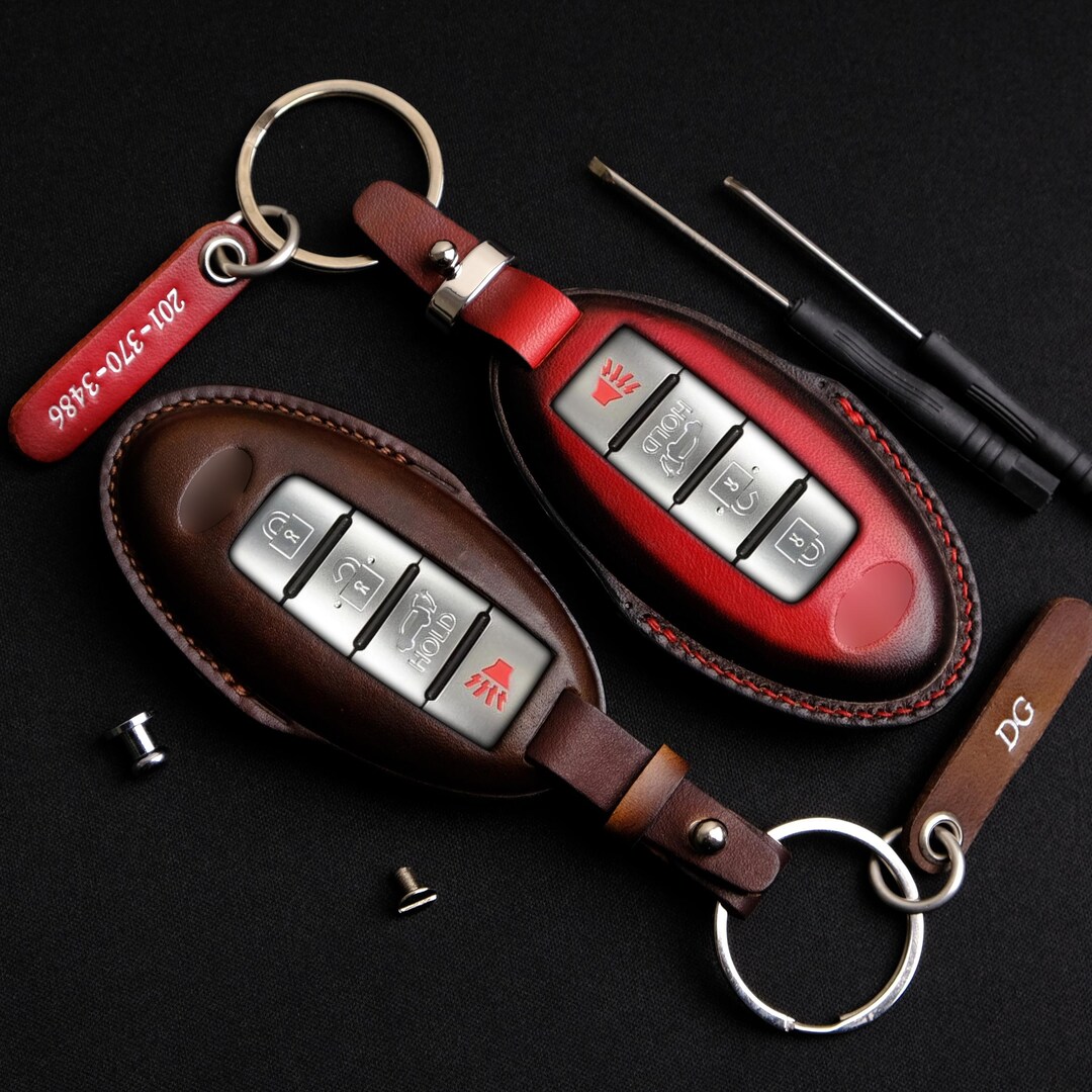Leather Car Key Fob Cover Fit for Infinity QX, Infiniti Keychain ...