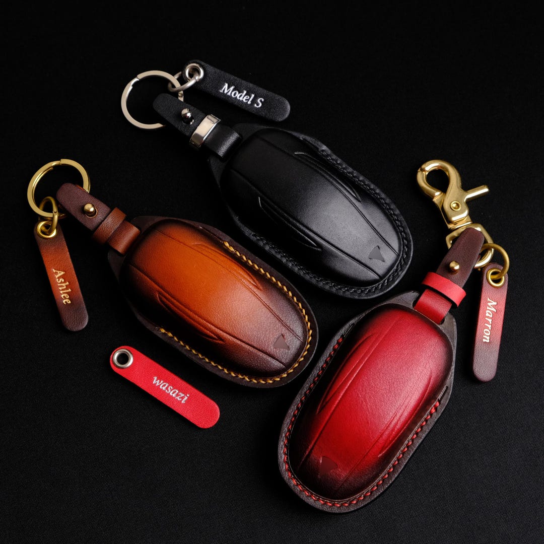 Tesla Model 3 Key Fob Cover, Personalized Leather Key Case for Model S ...