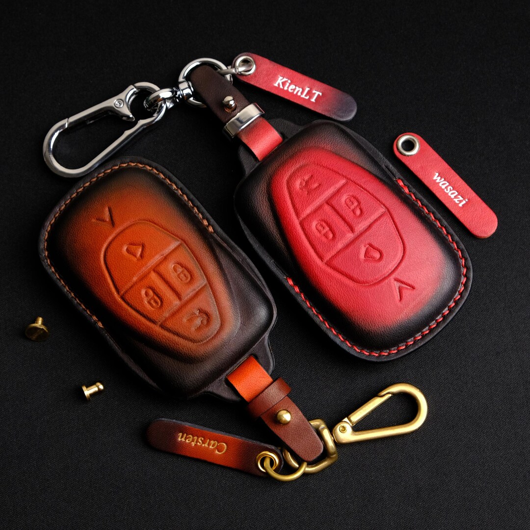 Custom Leather Key Fob Cover for Vinfast VF9, Key Case for Vinfast VF6 ...