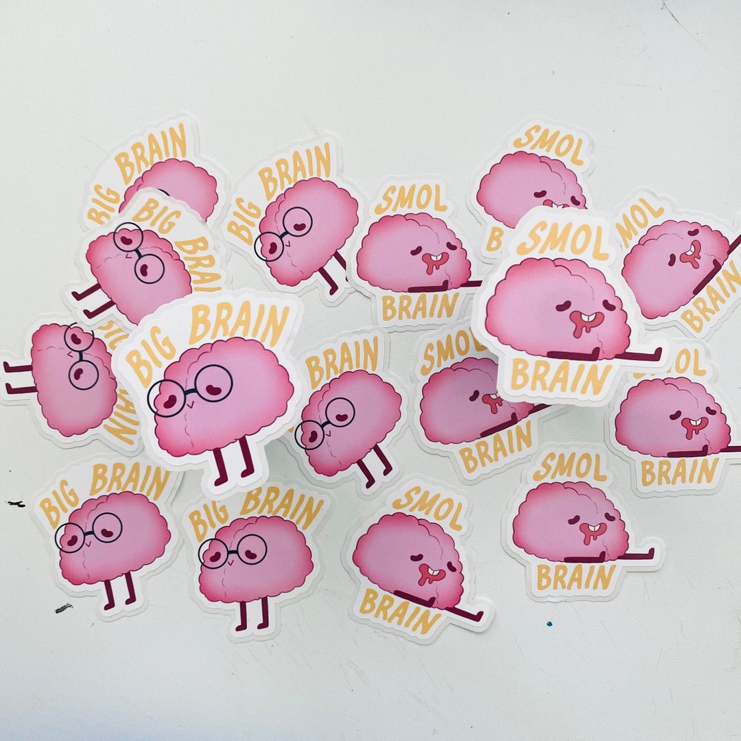 Smol Brain & Big Brain Stickers | Silly Faced Brain Stickers | - Etsy