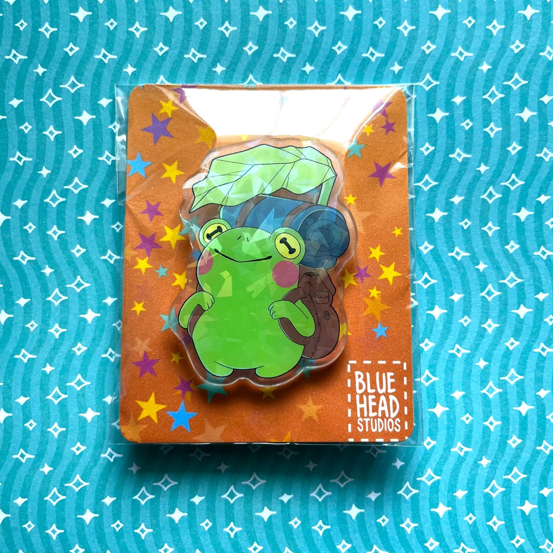 Adventure Frog Acrylic Pin | Adventure Froggy Pin | Holographic Frog ...