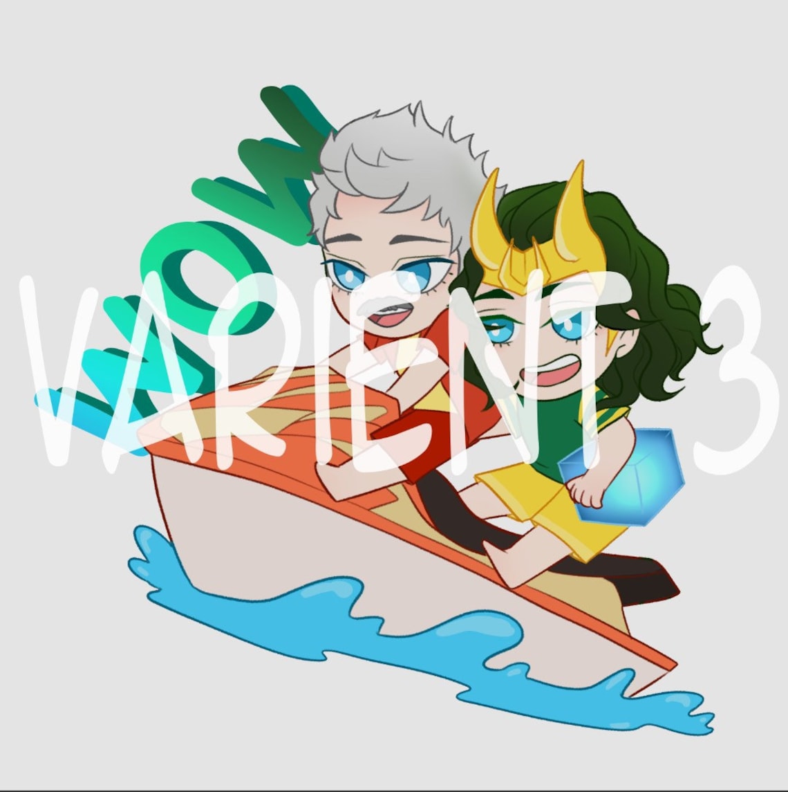 Lokius on Jet Ski! [loki and Mobius] Marvel Chibi Stickers | Loki TV ...