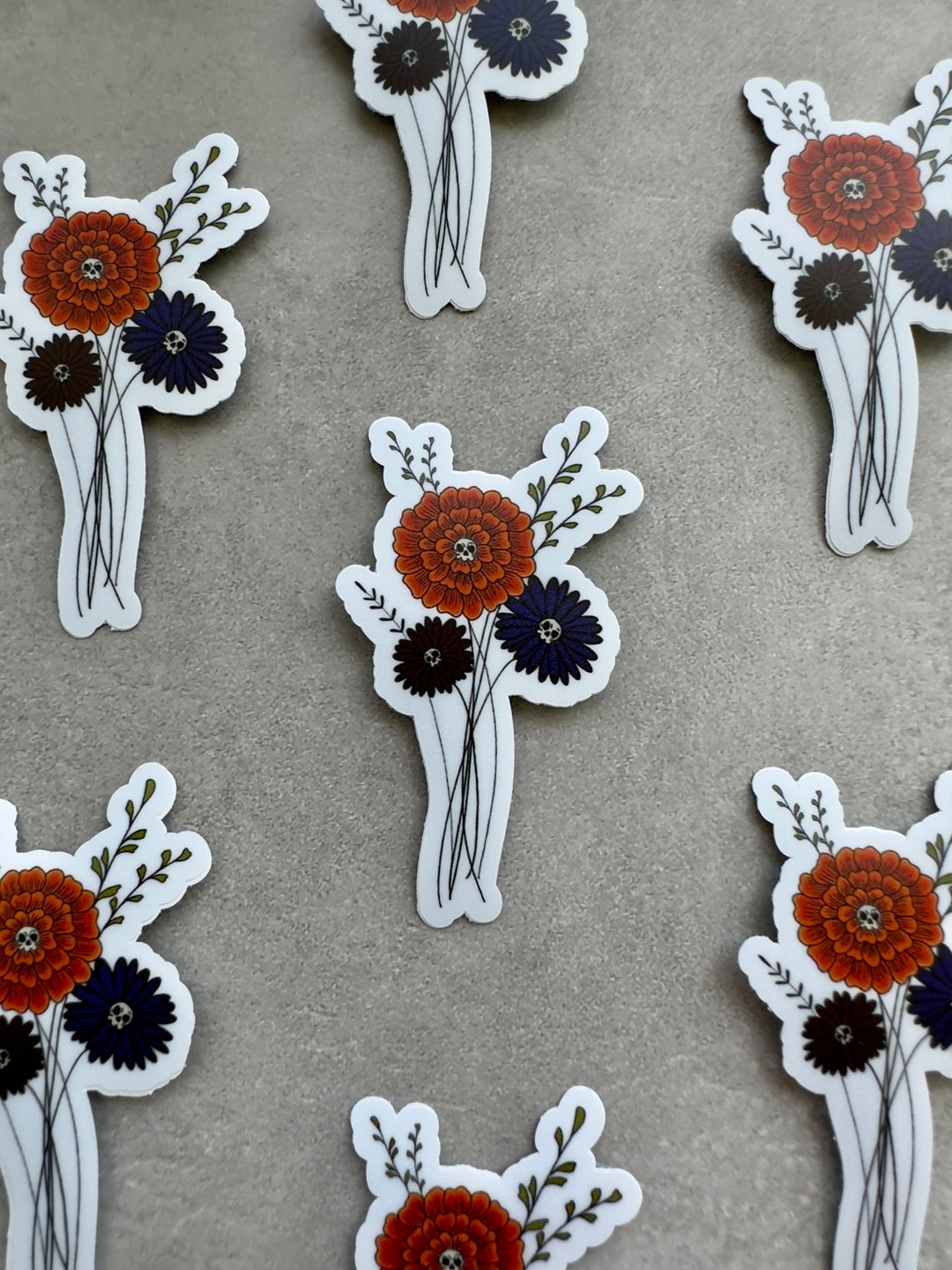 Skull Flower Bouquet Sticker Flower Sticker Waterproof - Etsy