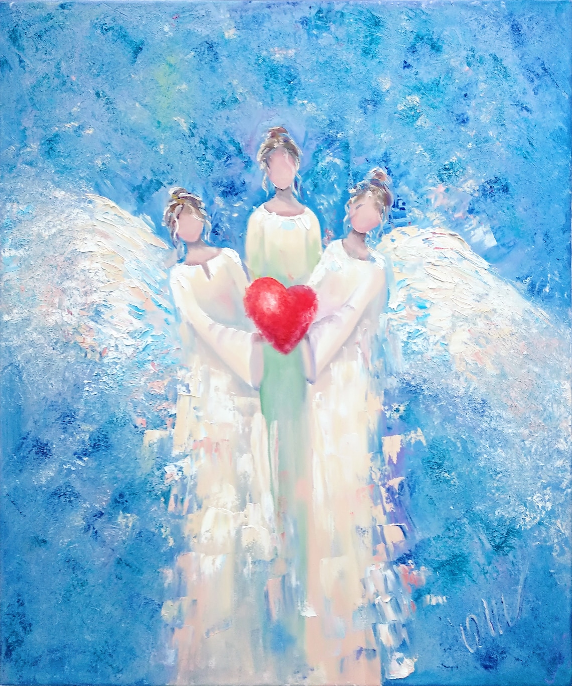 Drei Engel Kunst abstrakte Engel Malerei Leinwand Druck | Etsy