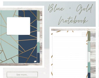 Dark Blue Goodnotes Digital Planner Blank Notebook Bonus Metallic ...
