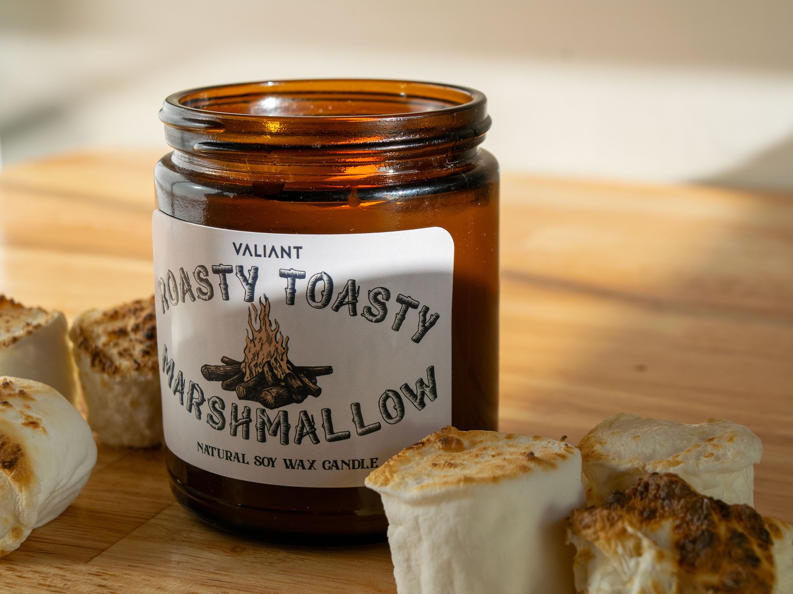 Marshmallow Campfire Candle: Roasty Toasty Marshmallow | Soy Wax, Amber ...