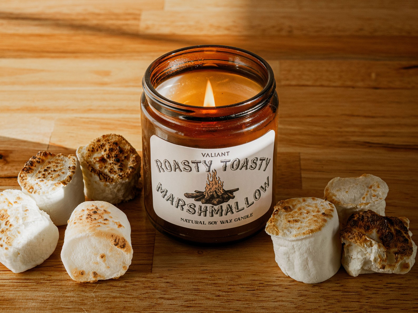 Marshmallow Campfire Candle: Roasty Toasty Marshmallow | Soy Wax, Amber ...