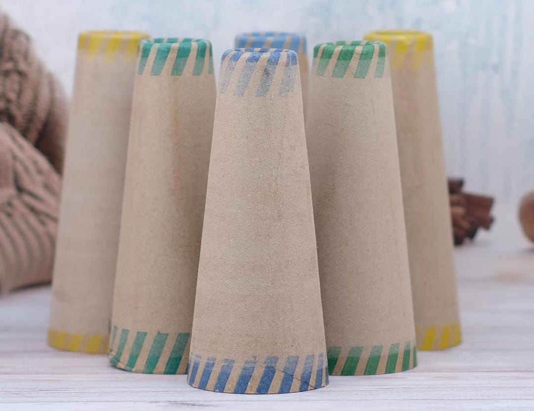 Set of 10 Cardboard Yarn Cones for Winding Thick Paperboard Craft Cones ...