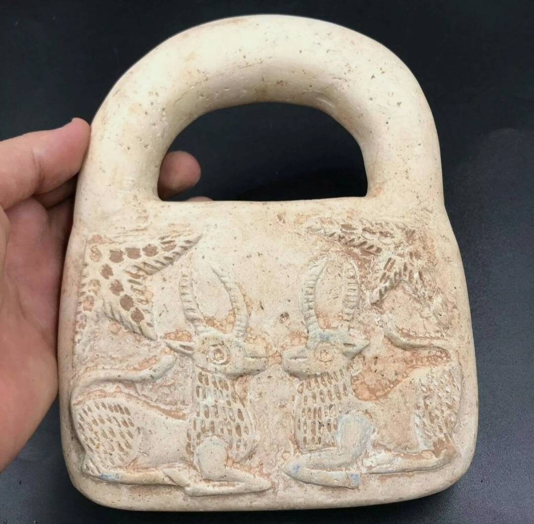 5th Century Ancient Near Eastern Old Stone Carving "bag" or "lock" With ...
