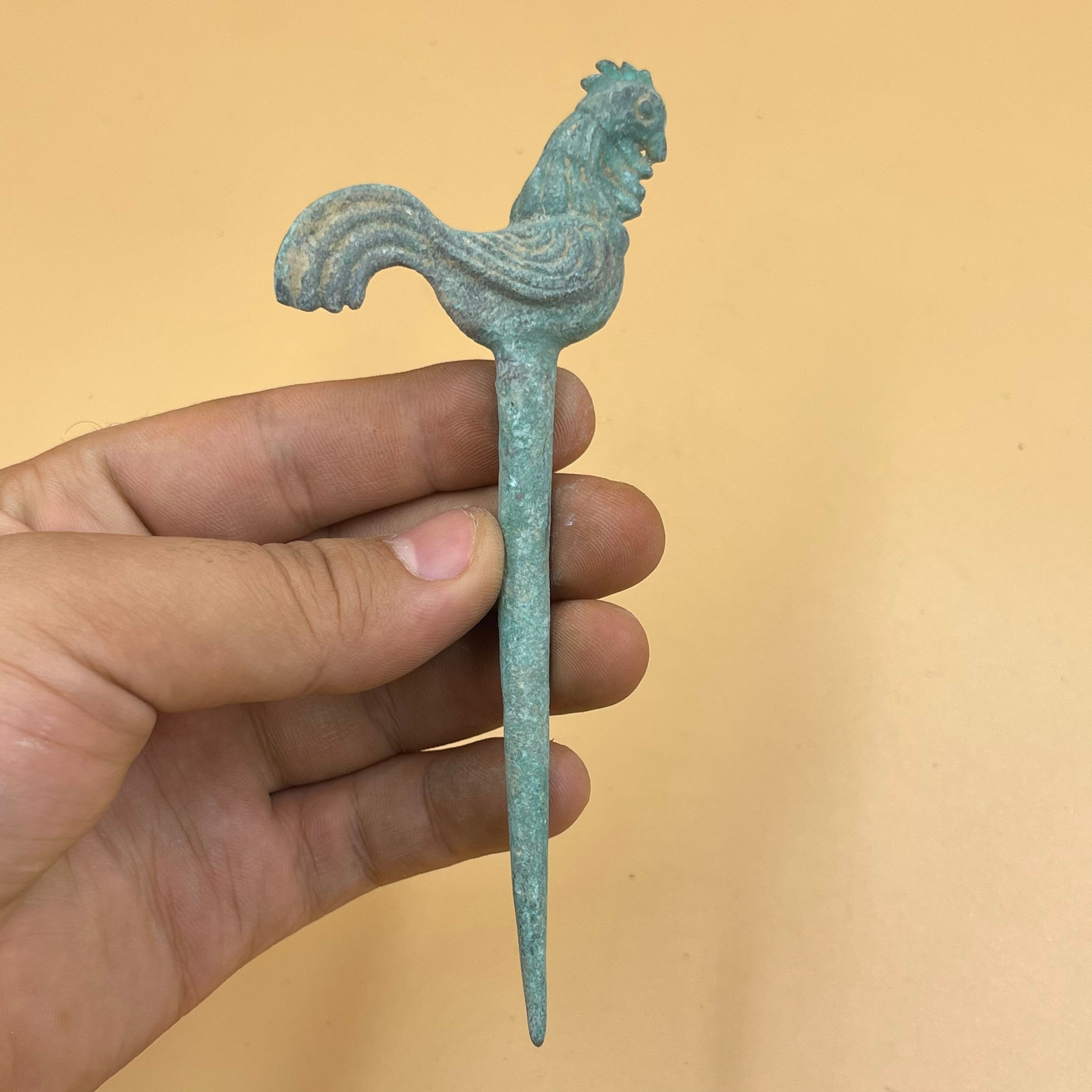 Unique Rare Ancient Roman Bronze Hair Pin With Roster on Top - Etsy