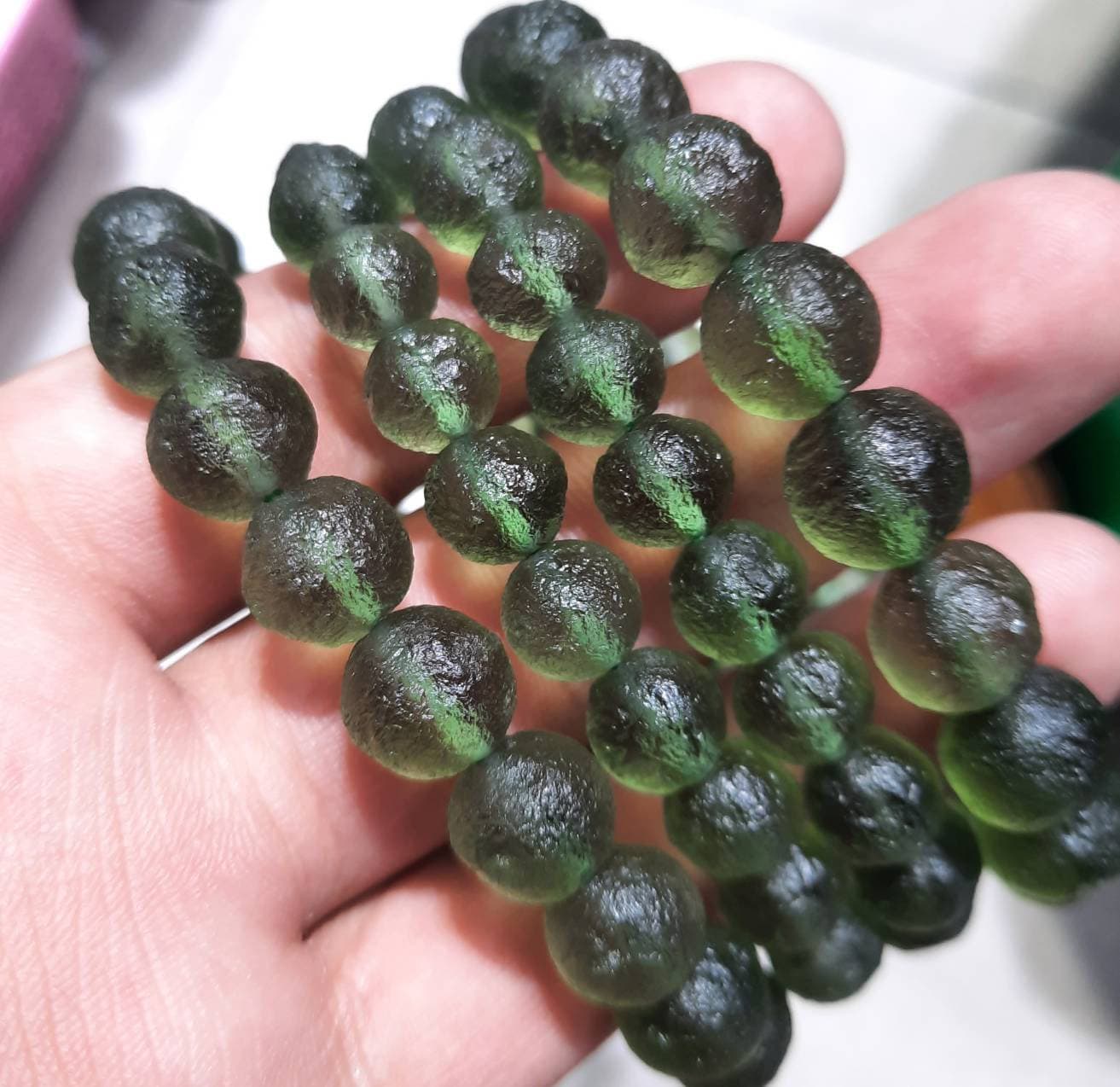 100% Natural Certified Moldavite Bracelet / Genuine Moldavite | Etsy