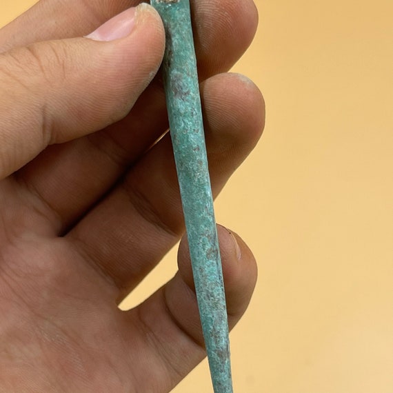 Immaculate Rare Ancient Roman Bronze Hair pin With ro… - Gem