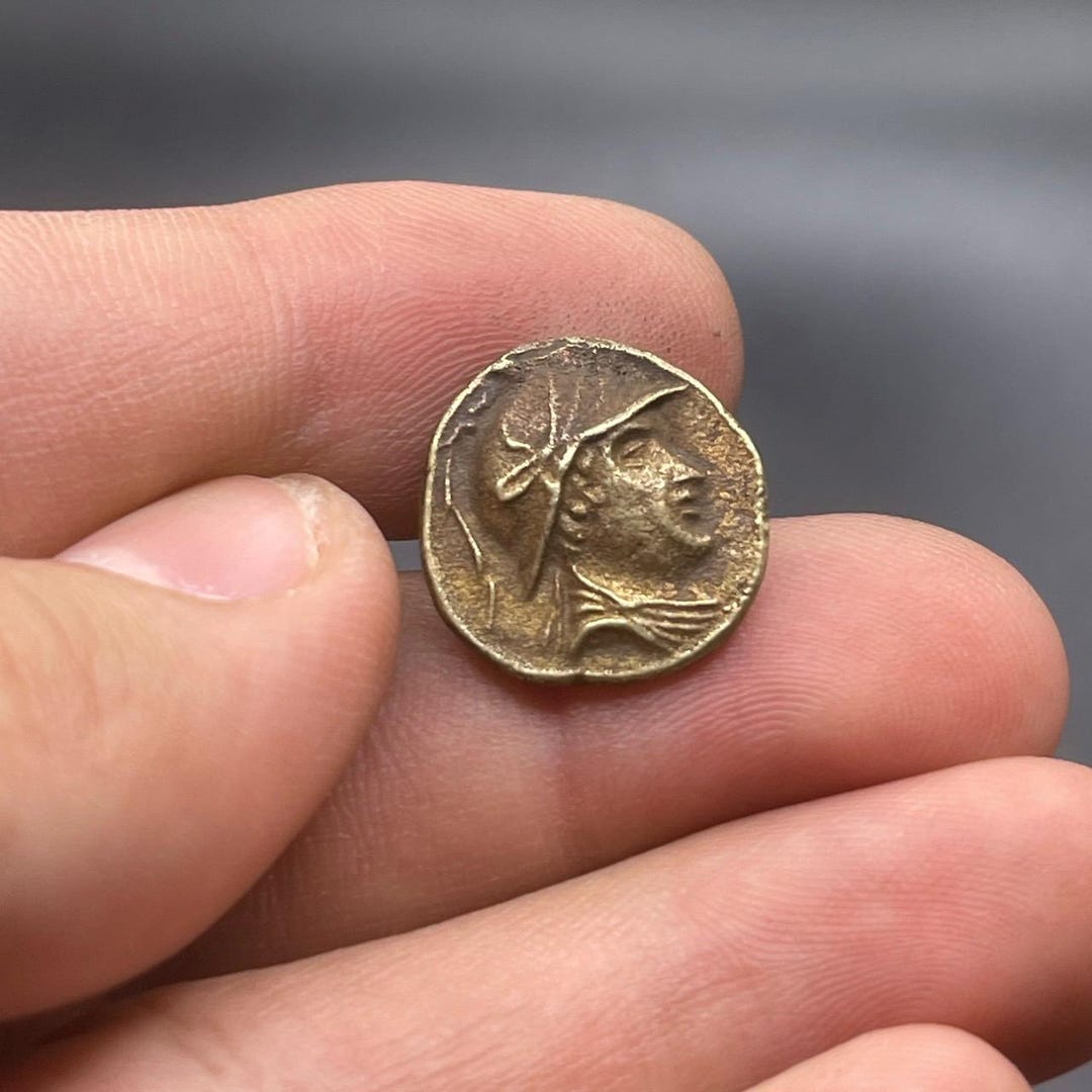 Rare Ancient Bronze Bactrian Tetradrachm Coated Small Coin in Good ...