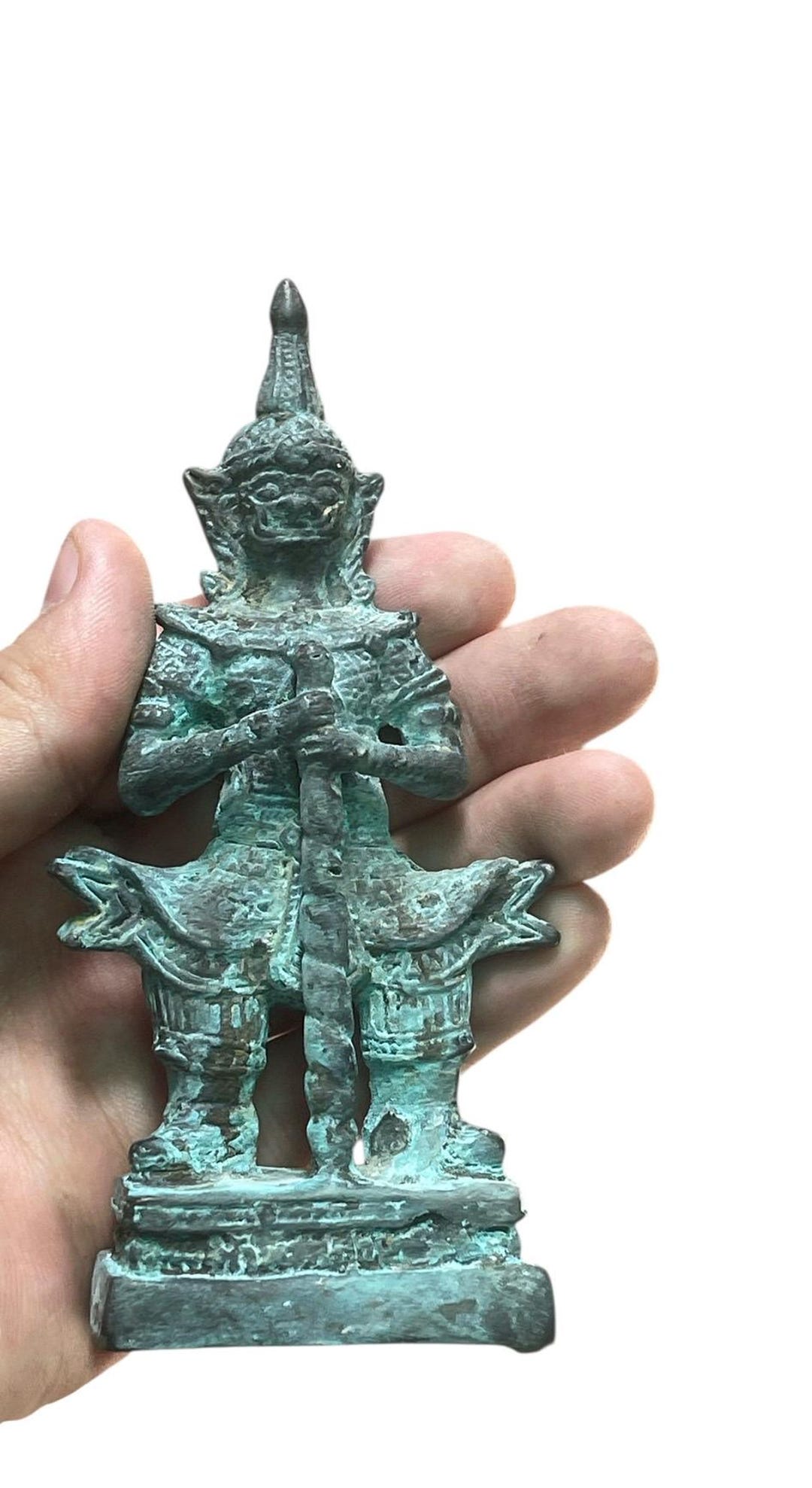 Ancient Tibetan Buddhist Bronze Temple Gatekeeper Figurine With Rare ...