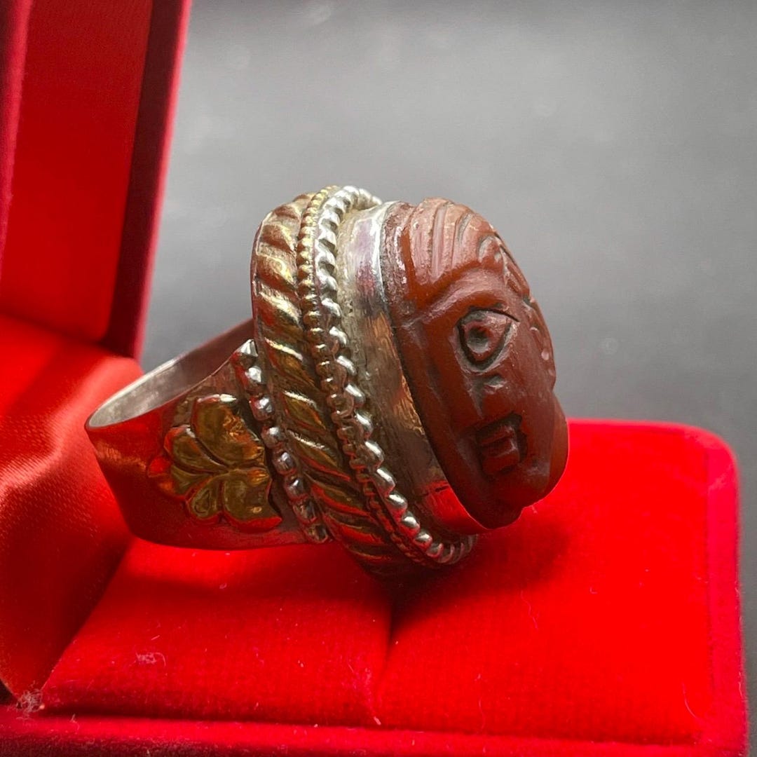 Beautiful Ancient Roman Agate Human Face Carved Stone Solid Silver ...