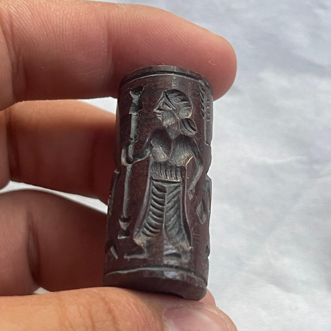 Unique Ancient Sumerian Cylinder Seal Stamp Bead Jasper Stone Babylon ...