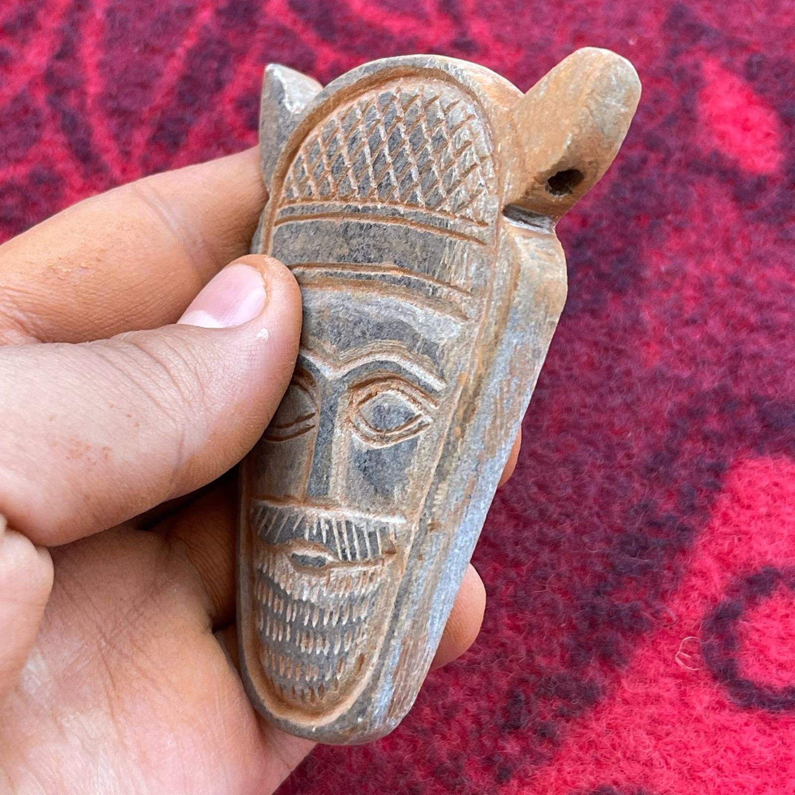 Unique Ancient Stone Beard King Face Intaglio Antique Carved Pendant ...