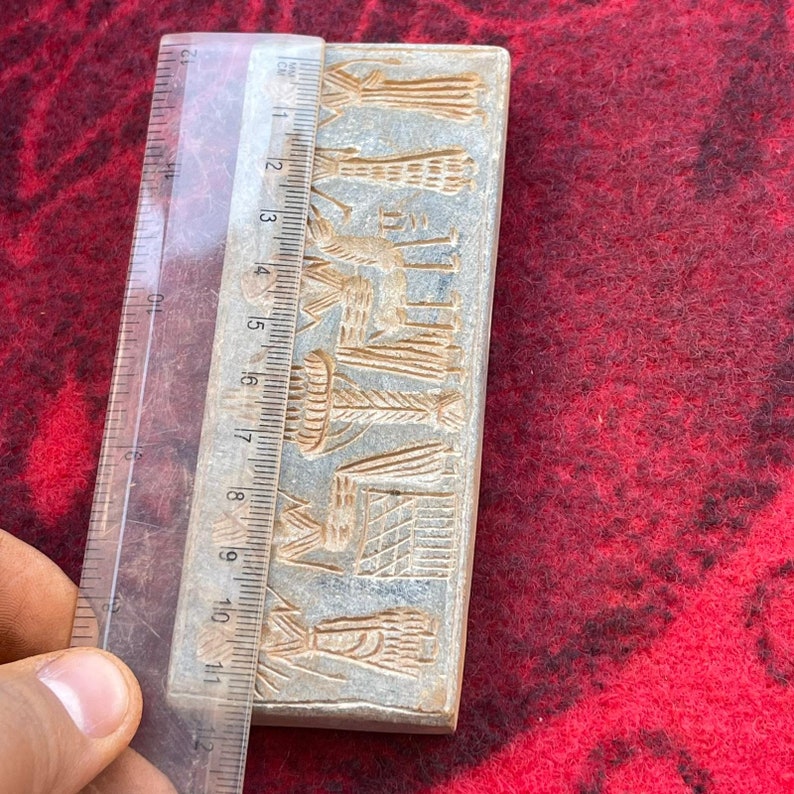 Unique Ancient Near Eastern Sumerian Stone Kings Gathering Engraving ...