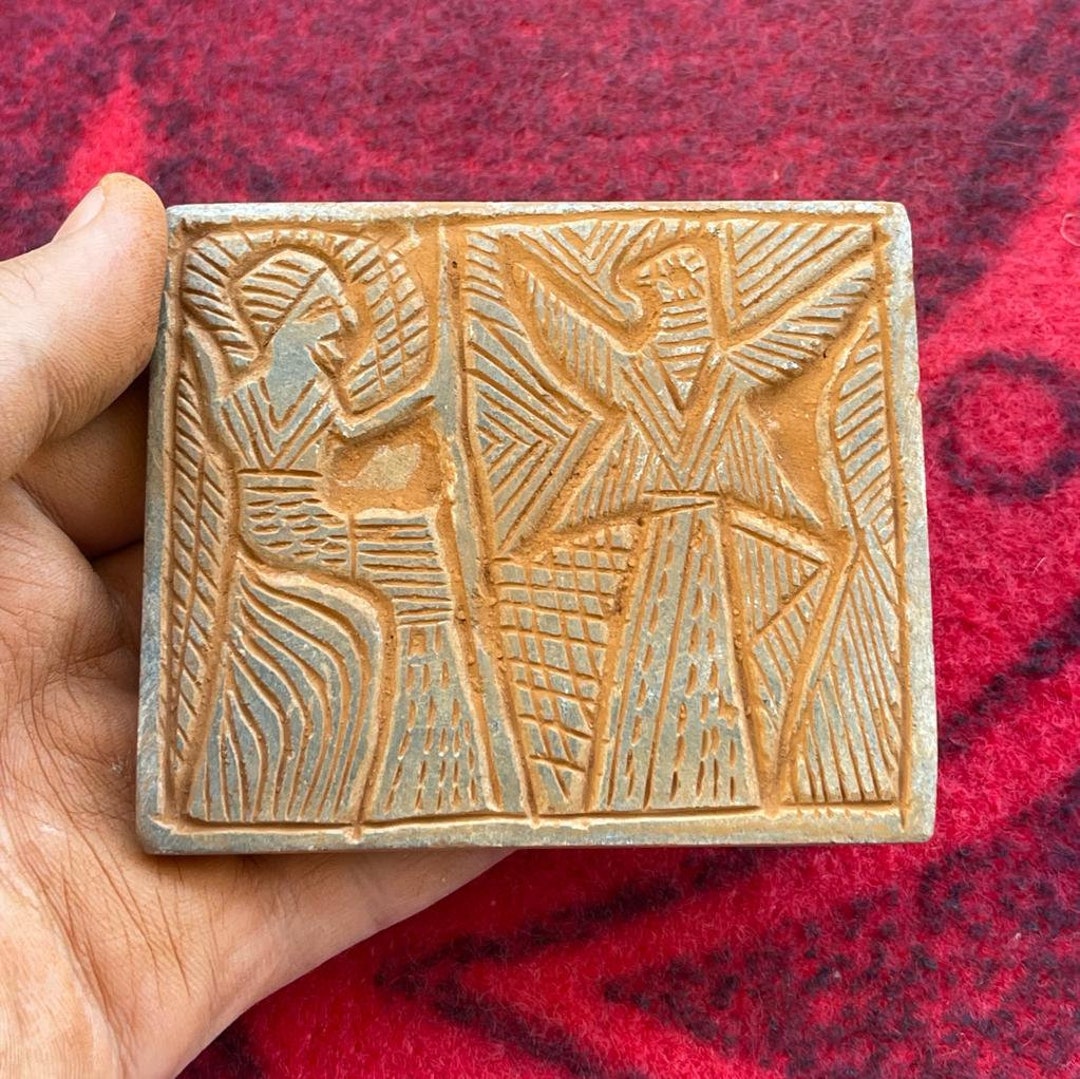 Wonderful Ancient Near Eastern Sumerian Stone Man and Beast Engraving ...