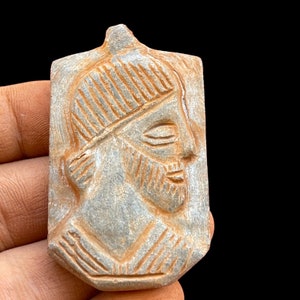 Immaculate Ancient Near Eastern Chlorite Stone King Face Carving ...