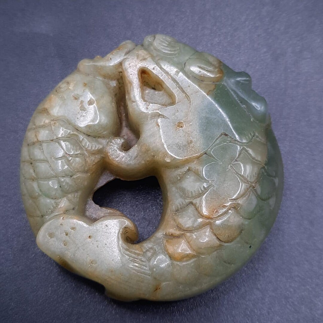 Vintage Tibetan Jade Stone Fish Carving Amulet - Etsy