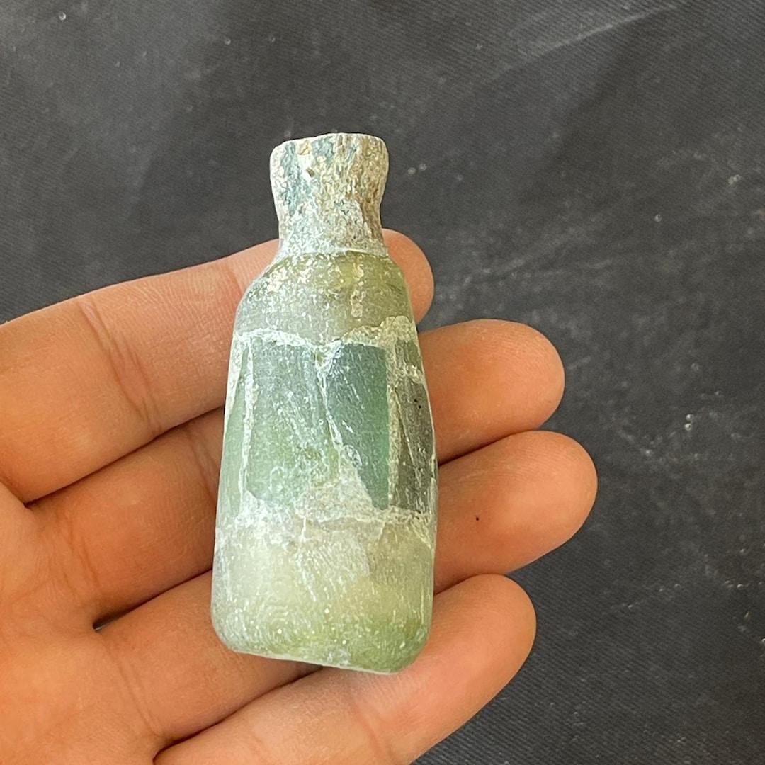 Ancient Roman Iridescent Blue Glass Bottle - Etsy