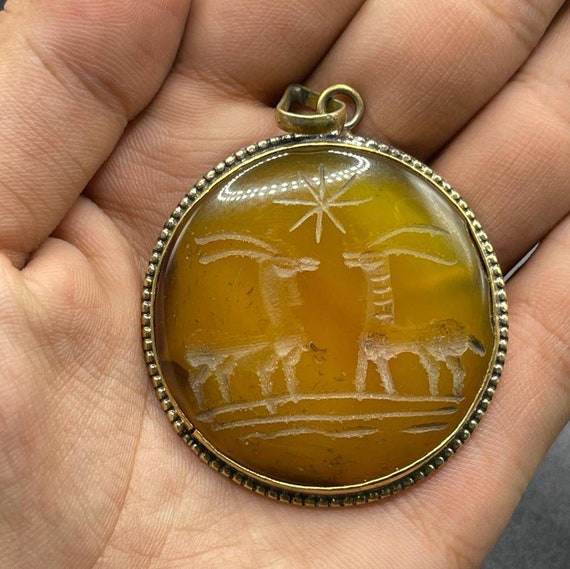 Ancient Roman agate Intaglio stone animals Engraved o… - Gem