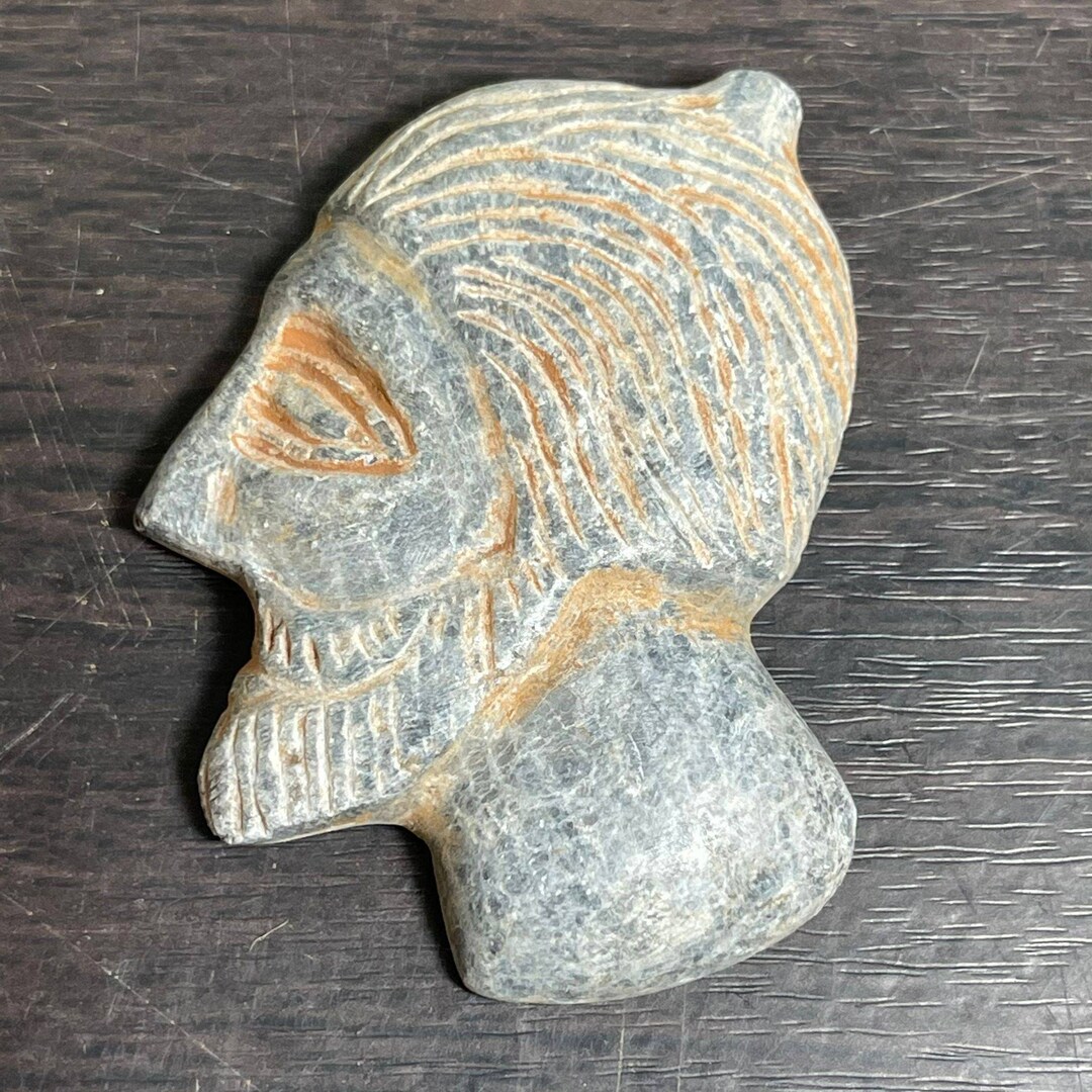 Ancient Near Eastern Old Stone Carved in the Form of King Head Statue ...