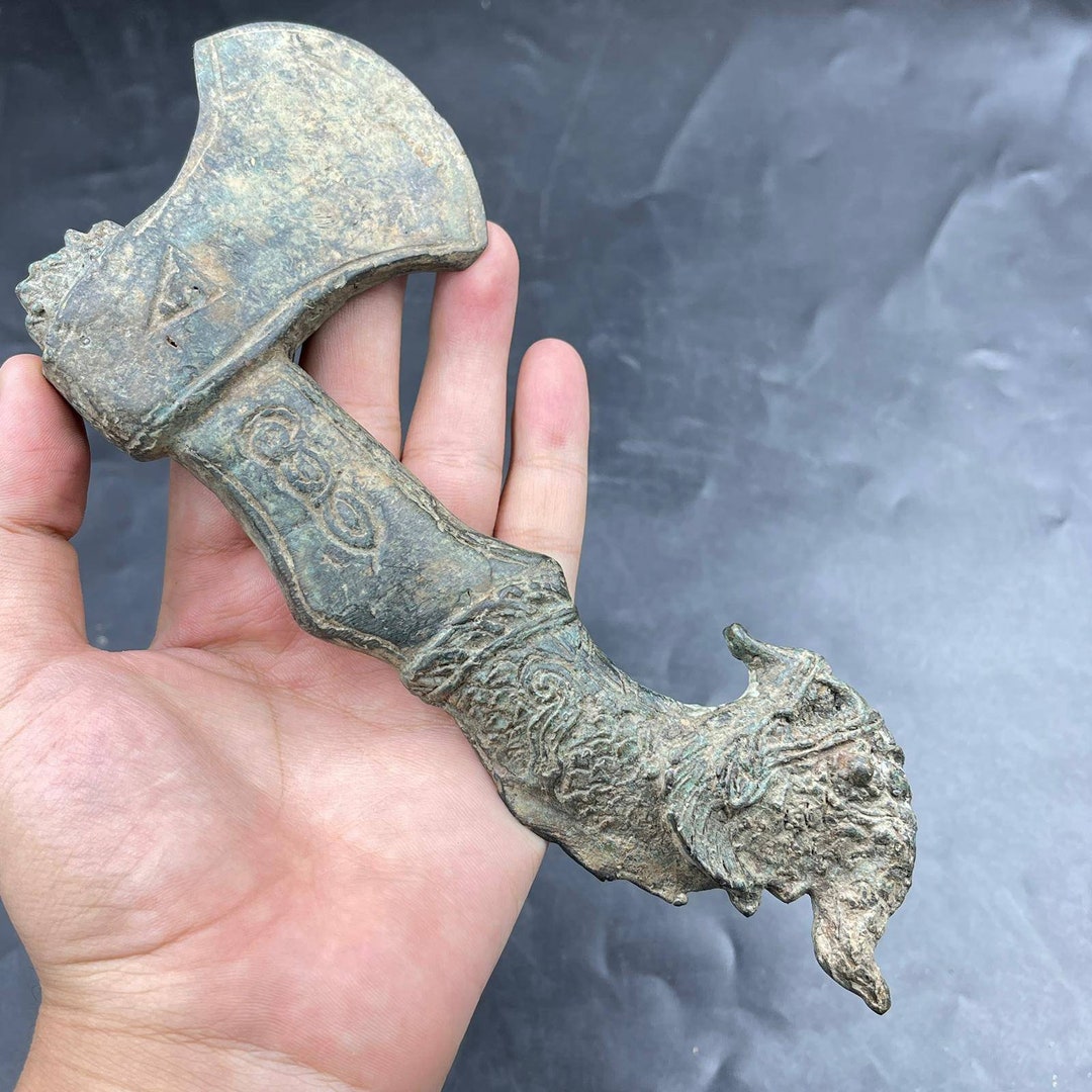 300BC Unique Old Roman Bronze Rare Axe With Dragon Terminal - Etsy