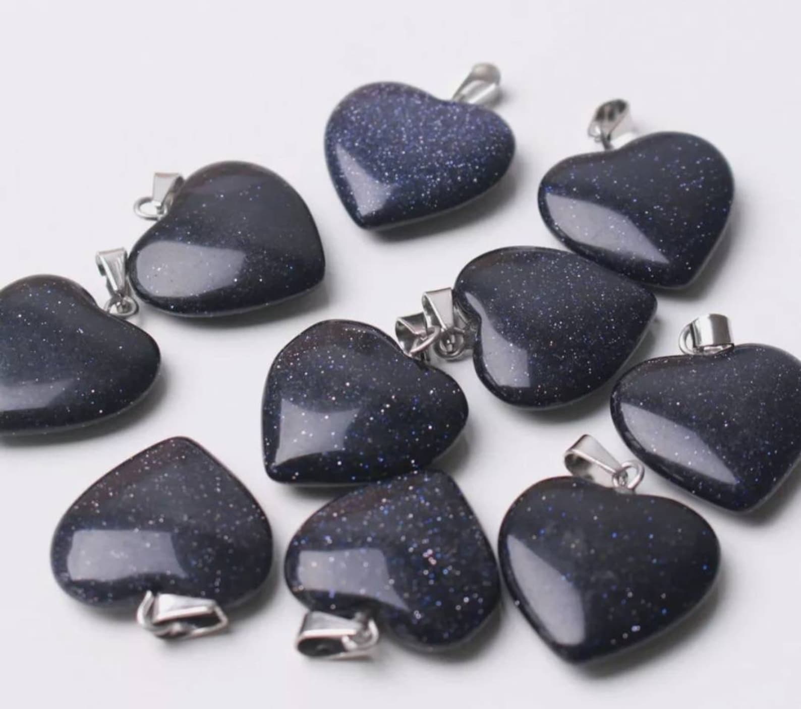 1 Pcs Blue Sandstone Heart Shape Pendant Gemstone Necklace - Etsy
