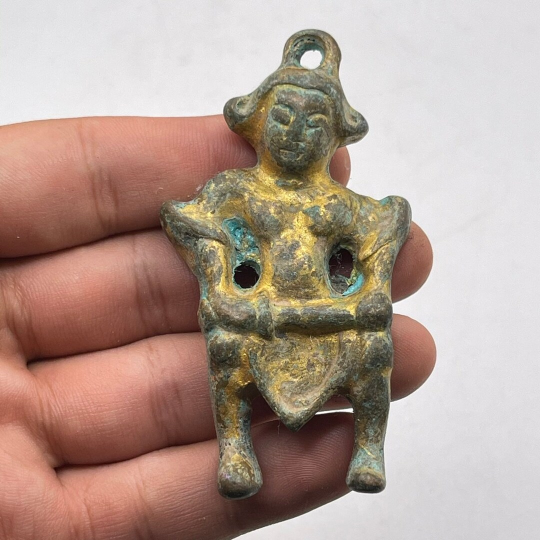 Unique Near Eastern Bronze Gold Gilded Bronze Warrior Statue Big ...