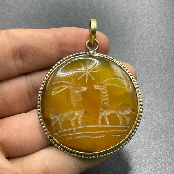 Ancient Roman agate Intaglio stone animals Engraved o… - Gem